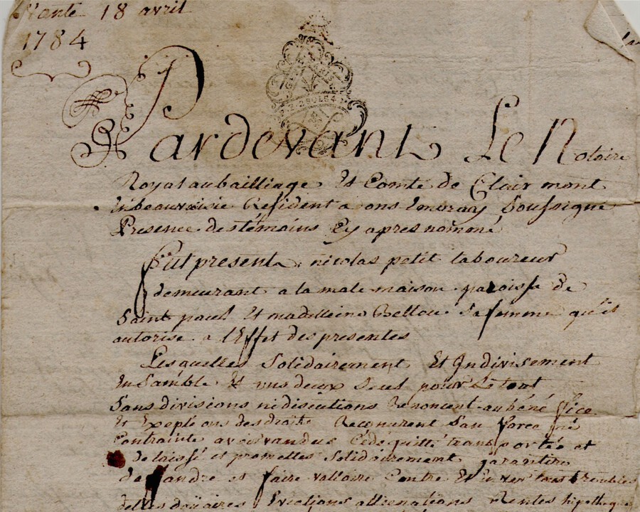 1784 Oise Saint-Paul acte notarié de vente de terres DECAUX BELLOU ...