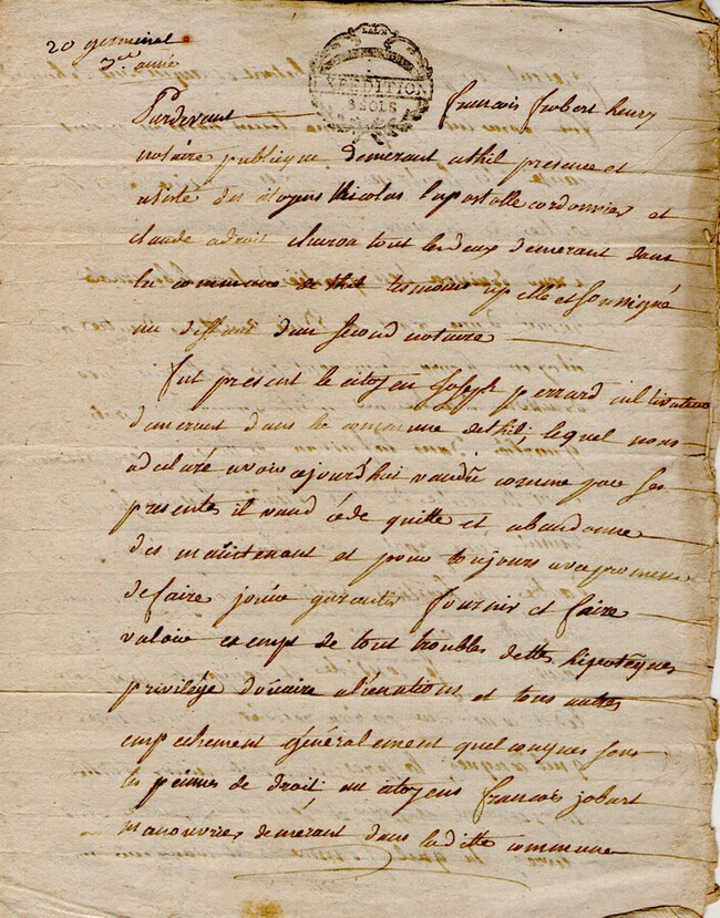 1795 Aube Thil acte notarié Révolution PERRARD JOBART HENRY LAPOSTOLLE ...
